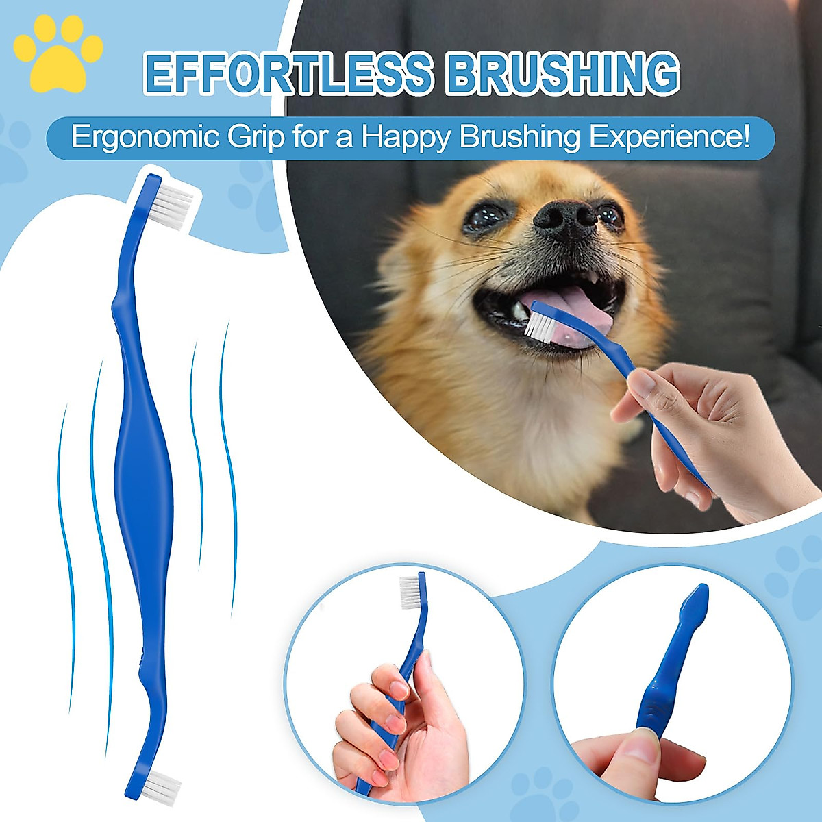 VVHOMIFE Comfort Grip Canine Toothbrush for Small Dogs - Ergonomically Designed for Easy Dental Care of Small Dogs and Cats Canine Teeth Cleaning - S