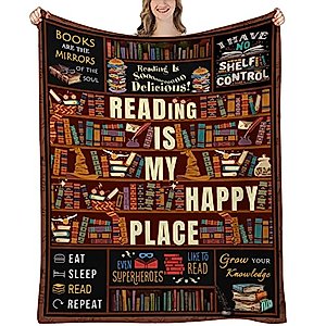 Book Lovers Gifts Reading Blanket, Gifts for Book Lovers Women, Best Gifts for Bookworm, Book Club Gifts/Bookish Gifts/Librarian Gifts/Literary Gifts for Book Lovers, Book Lovers Throw Blanket 60"x50"