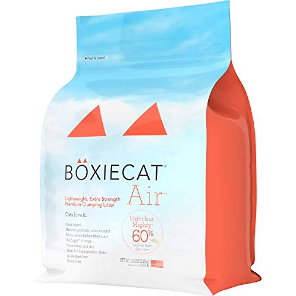 Boxiecat Air Lightweight Premium Clumping Cat Litter -Extra Strength- Scent Free- 11.5 lb- Plant-Based Formula- Stays Ultra Clean, Probiotic Powered Odor Control, 99.9% Dust Free
