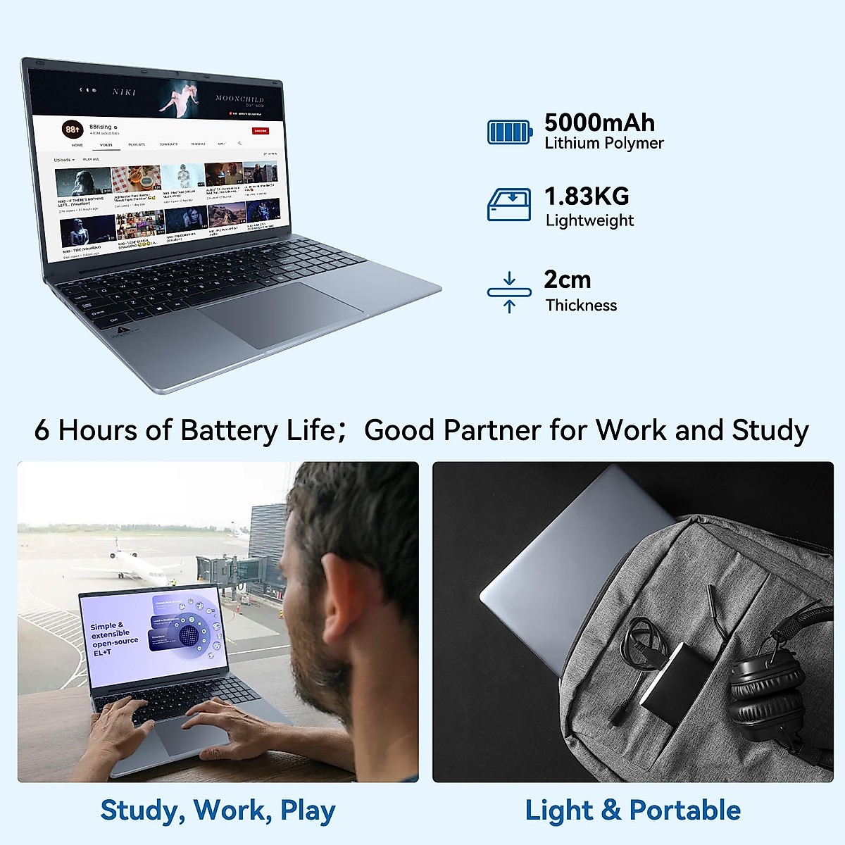 ANMESC Laptop Computer 15.6" with 1080P FHD Display, Quad-Core Intel Celeron N5095 Processors, 12GB DDR4 512GB SSD, Windows 11 Laptop Computers, 2.4G/5G WiFi, Bluetooth 4.2