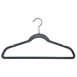 Econoco Velvet Suit Hanger with Notch, Grey (Pack of 50)