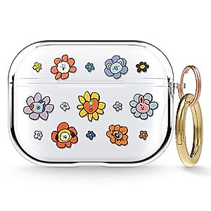 elago l BT21 Flower Clear Case Compatible with Apple AirPods Pro, Durable TPU Material, Reduced Yellowing, Clear Protection, Supports Wireless Charging [Official Merchandise] (Flower Garden)