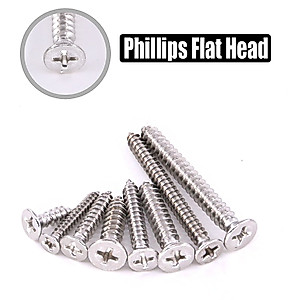 Hilitchi 285-Piece Stainless Steel Phillips Flat Head Self Tapping Screw Assortment Kit (Flat Head)