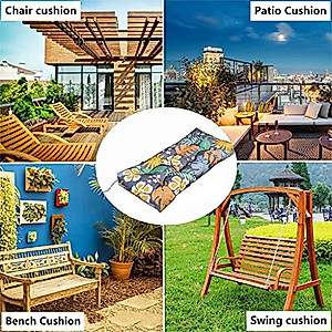 Outdoor Waterproof Bench Cushion, 51"x20", Flower Swing Cushion Patio Furniture Cushions 3 Seater, for Garden Patio Furniture Lounger Bench (Flower, 51x20 in)