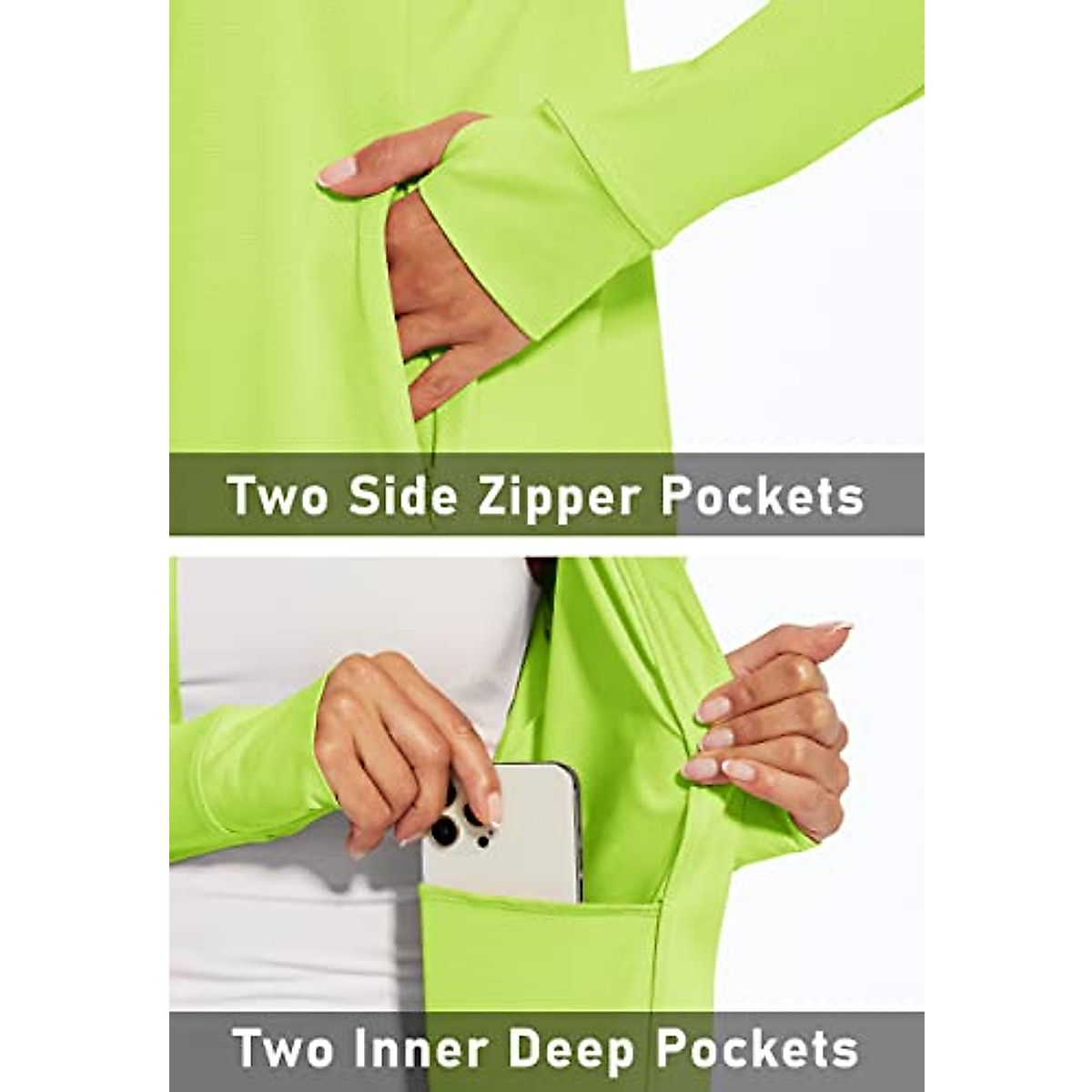 MAGCOMSEN Women's Lightweight Workout Jackets UV Protection Jacket Long Sleeve Shirts Running Fishing Hiking Shirts Fluorescent Yellow XL