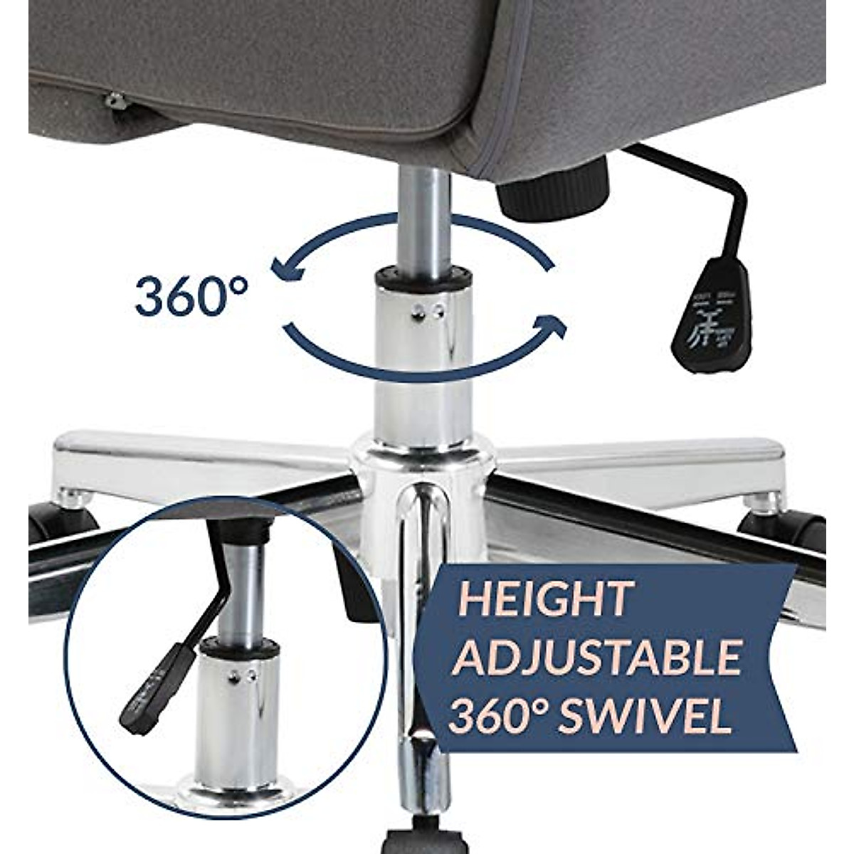 NOVIGO Upholstered Home Office Chair with Comfy Back Support for Conference Room Study Grey