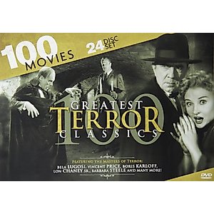100 Greatest Terror Classics: Bela Lugosi - Vincent Price - Boris Karloff - Lon Chaney - Barbara Steele - Dr. Jekyll and Mr. Hyde - Hunchback of Notre Dame - Phantom of the Opera - Metropolis - Nosferatu - Night of the Living Dead - Little Shop of Horro