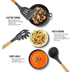 Silicone Kitchenware Cooking Utensils Set Non-Stick Cookware Whisk Beaters Kitchen Cooking Tool Set (Black-Soul Eater1)