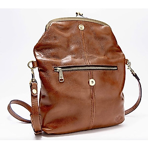 Patricia Nash Distressed Vintage Leather Barsby Crossbody in Cognac