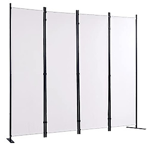 VEVOR Room Divider, 5.6 ft Room Dividers and Folding Privacy Screens (4-Panel), Fabric Partition Room Dividers for Office, Bedroom, Dining Room, Study, Freestanding, Beige