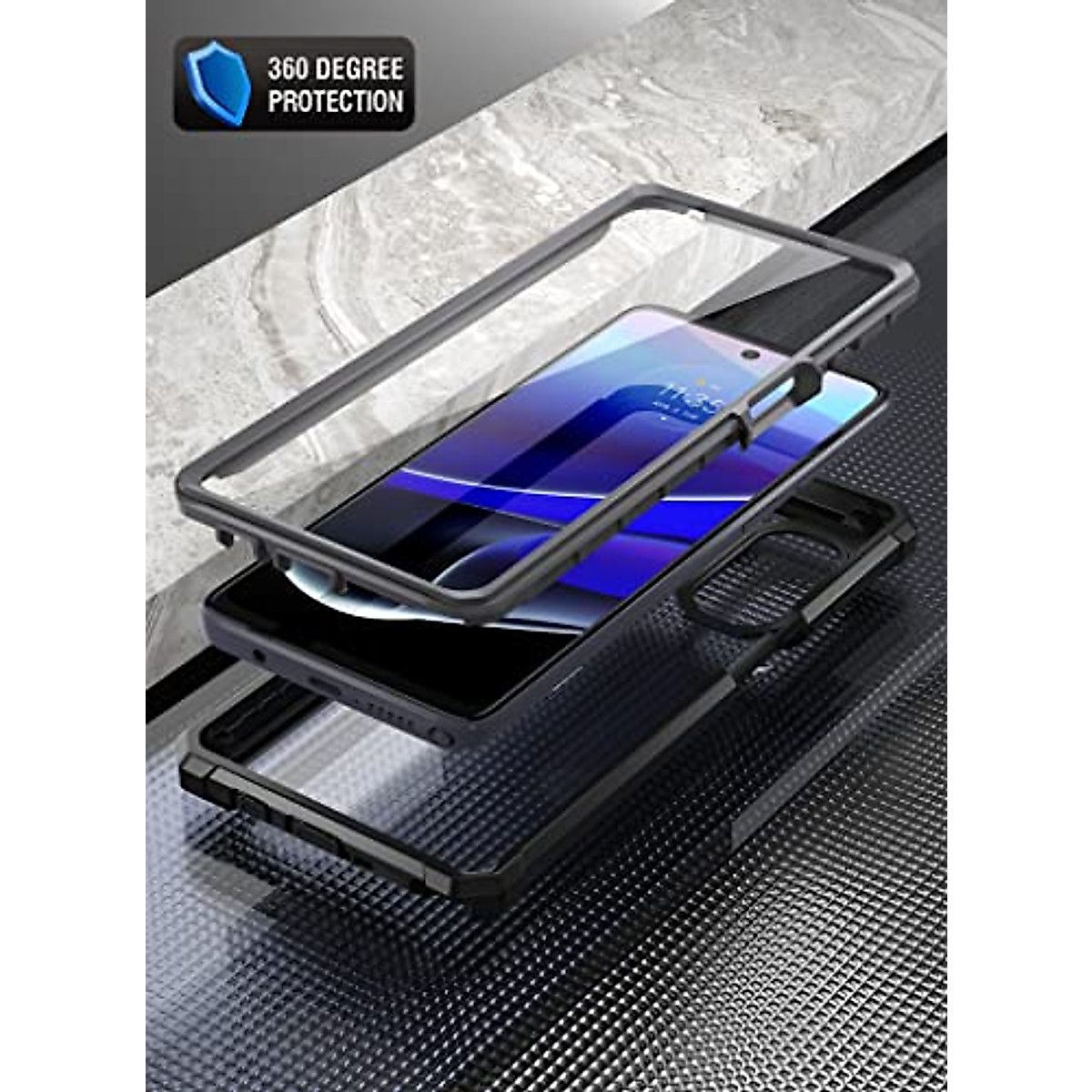 Poetic Guardian Case Designed for Motorola Moto G Stylus 5G (2022) Model #: XT2215, [6FT Mil-Grade Drop Tested], Full-Body Hybrid Shockproof Bumper Cover with Built-in Screen Protector, Black