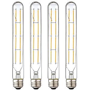 XININSUN T10 Led Bulb, 8.9 Inch Long Tubular Led Light Bulbs, 80Watt Equivalent, 800lm, Dimmable, Clear Glass, E26 8W LED Edison Tube Lamp Bulb,4 Pack. (Soft White-3000K)