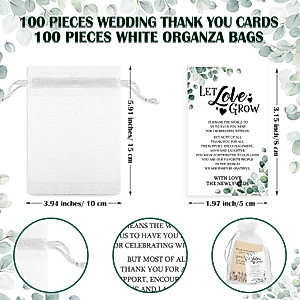 Ctosree 100 Set Wedding Favors for Guests Bulk Include 100 Pcs Self Adhesive Seed Packets Kraft Paper Seed Envelopes 100 Pcs Let Love Grow Cards 100 Pcs Organza Gift Bags for Bridal Shower (Classic)