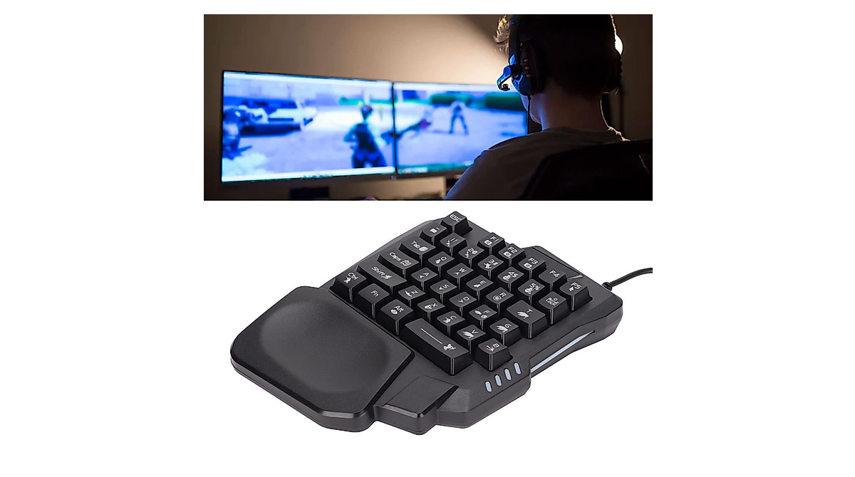 Single Handed Mechanical Gaming Keyboard, Three Color Backlight, 35 Keys Waterproof Keyboard ...