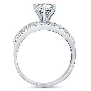 Sonia Jewels Size - 5-14k White Gold Round Wide 3 Row Pave Set Bridal Engagement Ring & Wedding Band CZ Cubic Zirconia (2.50cttw., 1.0ct. Center)