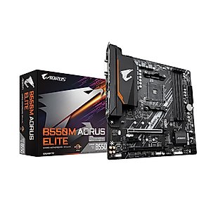 Gigabyte GIGABYTE B550M AORUS Elite (AM4/ AMD/ B550/ Micro-ATX/ DDR4/ Dual M.2/ PCIe 4.0/ Realtek GbE LAN/Gaming Motherboard)