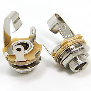 Ancable 4-Pack 1/4" Female Guitar Input Jack-6.35mm TS Mono Panel Mount Socket with Washer and Nut Solder Type