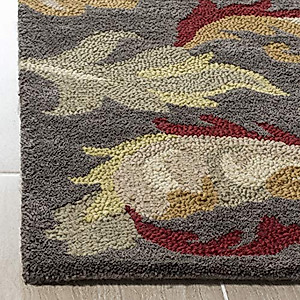 SAFAVIEH Jardin Collection Area Rug - 8' x 10', Dark Grey & Multi, Handmade Floral Wool, Ideal for High Traffic Areas in Living Room, Bedroom (JAR459A)