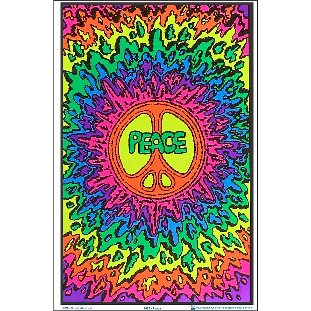 Psychedelic Peace - Flocked - Blacklight Poster - 23" x 35"
