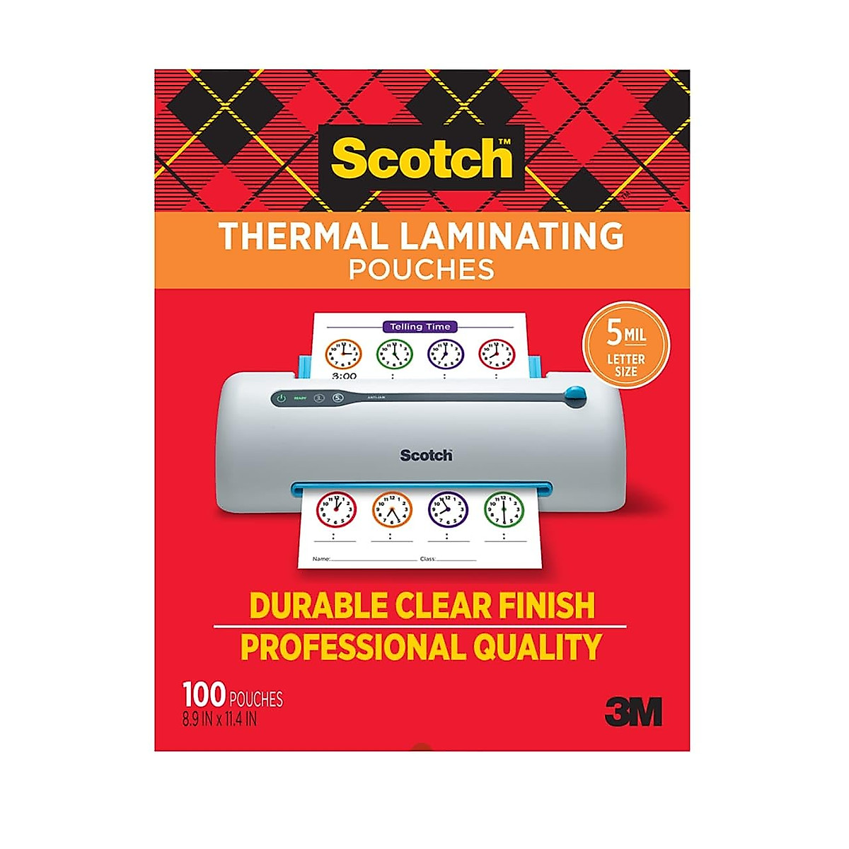 Scotch Thermal Laminating Pouches Premium Quality, 5 Mil Thick for Extra Protection, 100 Pack Letter Size Laminating Sheets, Our Most Durable Lamination Pouch, 8.9 x 11.4 inches, Clear (TP5854-100)
