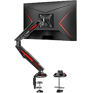 MOUNT PRO Single Gaming Monitor Stand - Mechanical Spring Monitor Mount, Adjustable Gaming Monitor Arm with C Clamp and Grommet Mounting Base - Fits for Computer Screen up to 32”, VESA 75x75, 100x100