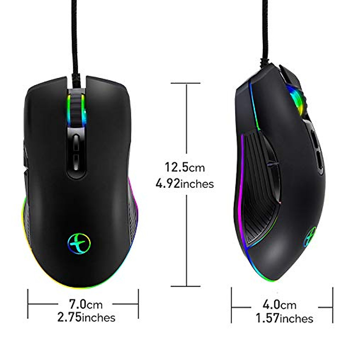 IULONEE Type C Mouse, Wired USB C Mice Gaming Mouse Ergonomic 4 RGB Backlight 3200 DPI Compatible with M@c, Matebook, Chromebook, HP OMEN, Windows PC, Laptop and More USB Type C Devices (Black)