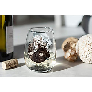 JUST FUNKY The Golden Girls Black and White Stemless Wine Glass - 16-Ounces