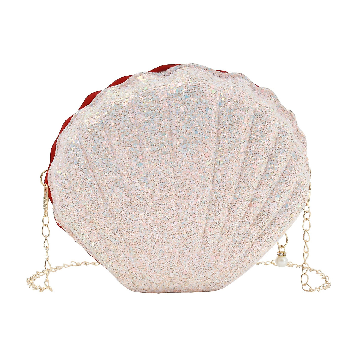 Felice Ann Women Mini Glitter Sequins Seashell Cross-body Bag Chain Strap Shoulder Bag Evening Clutch Handbag