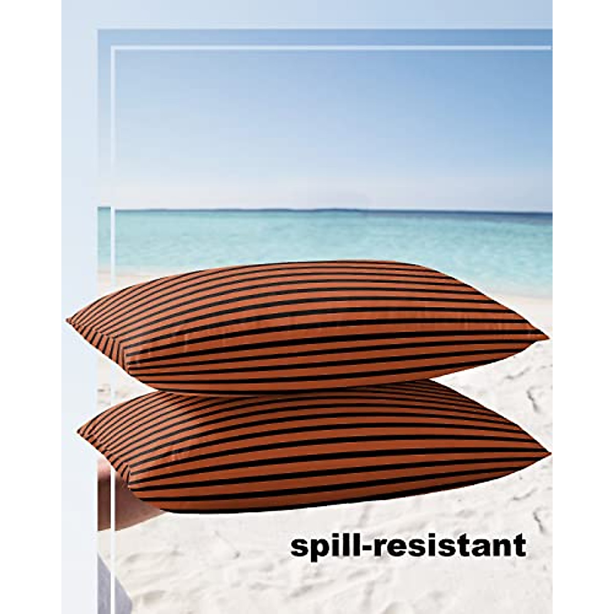 Halloween Pillow Covers Simple Stripe Halloween Lumbar Throw Pillow Cover for Patio Furniture Geometric Pattern Outdoor Waterproof Pillowcases Set of 2 Cushion Case for Sofa Couch Chair 20x12in