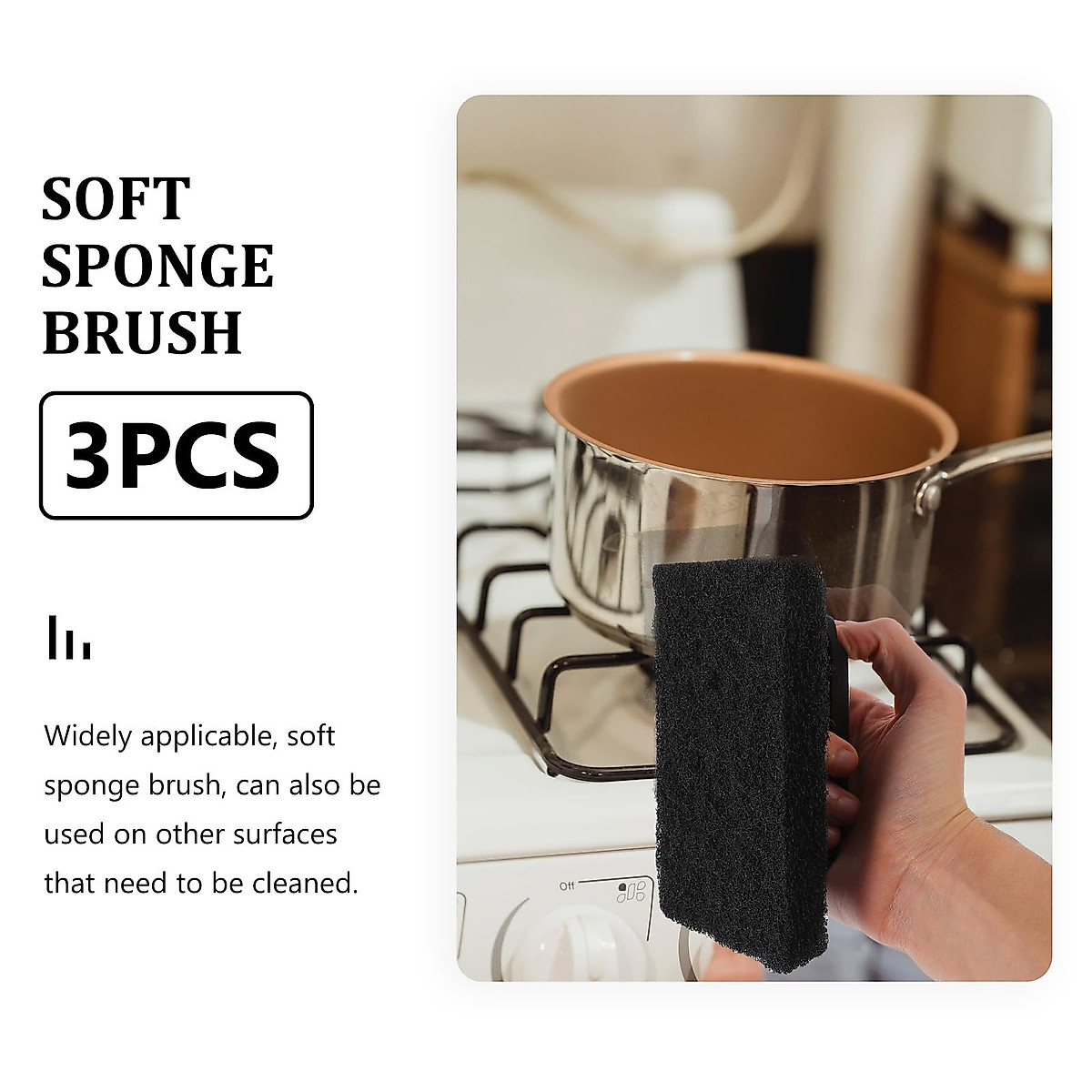 Luxshiny Flat Grill Scrubber 3pcs Grill Brush Scraper Heavy Duty Griddle Scrubber Scouring Pad Griddle Cleaning Brush for Charcoal Gas Grills Cast Iron Cookware Oven Grate Stovetop Bbq Cleaning