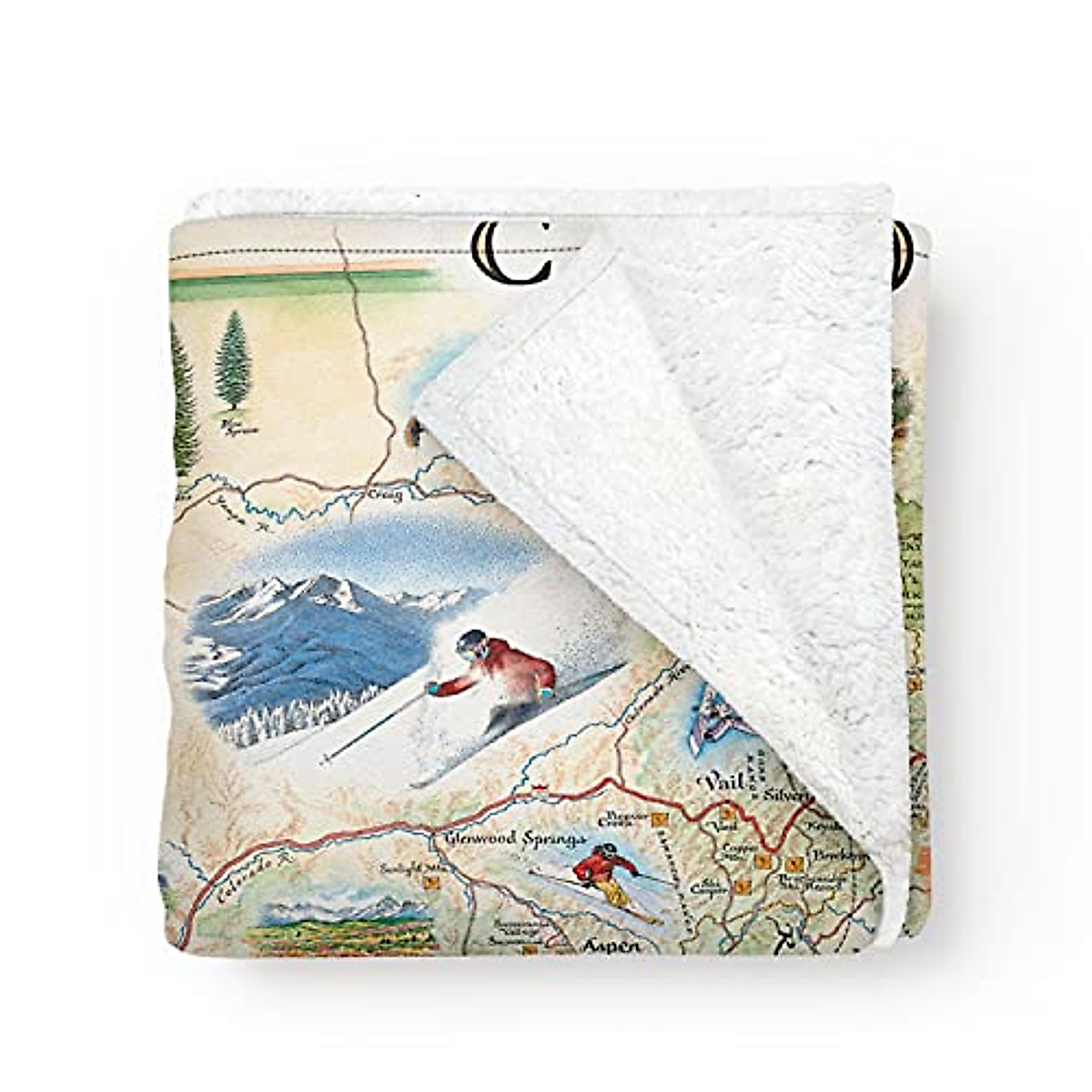Colorado State Fleece Blanket Map - Hand-Drawn Original Art - Soft, Cozy, and Warm Throw Blanket for Couch - Unique Gift - 58"x 50"