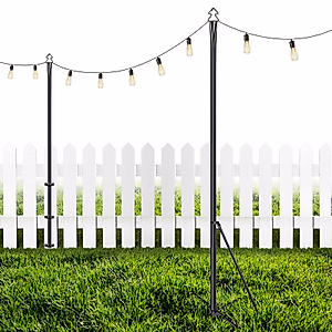 LOPANNY String Light Poles, Sturdy Outdoor Light Pole for Hanging String Lights, Deck Lighting Stand for Party
