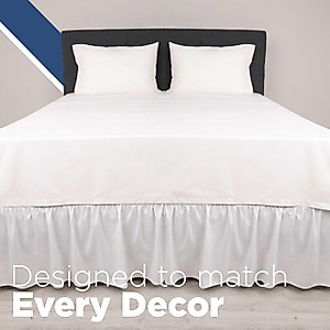 Martex Full Ruffle Bed Skirt | Easy Fit Bed Skirts | Microfiber Bed Skirt | 15 Inch Drop | Hotel Quality Bedskirt | White