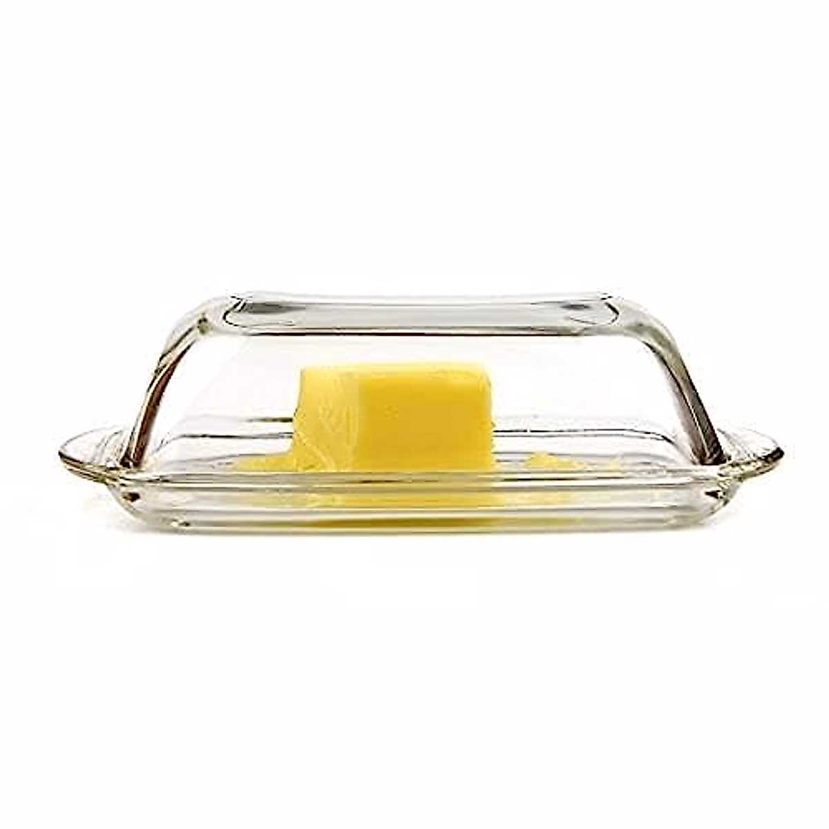 Kangaroo Glass Butter Dish with Lid - Elegant Crystal Glass to Hold Stick of Butter, Block of Cream Cheese & Serving Dish for Dishes & Small Fruits - Clear Butter Tray for Refrigerator & Counter Top