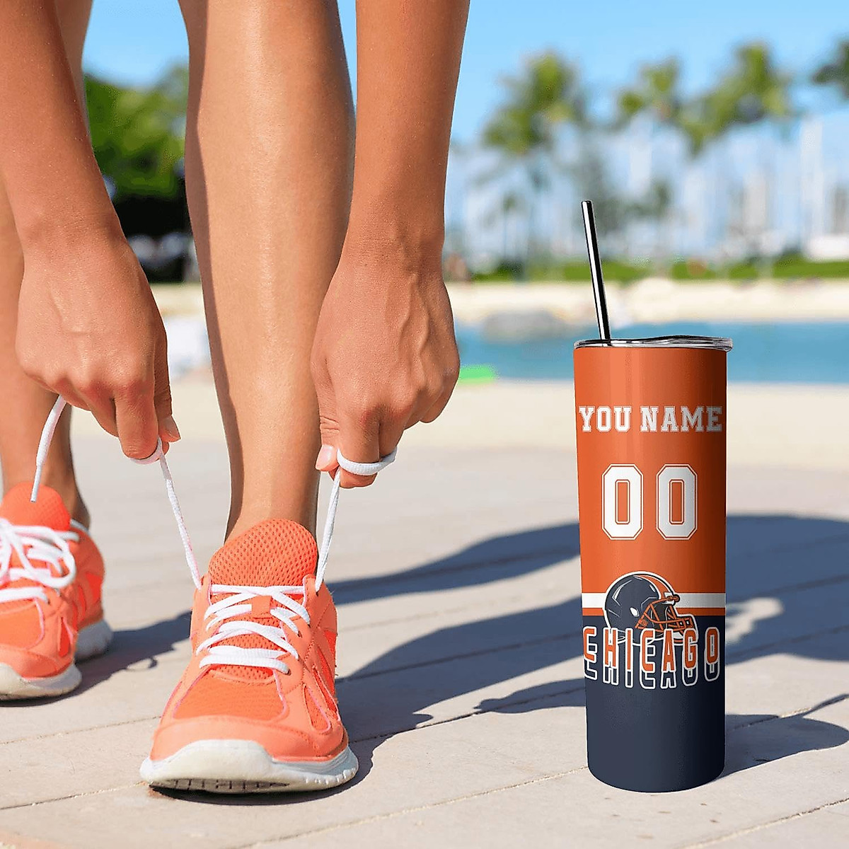 20oz Customs stainless steel Insulated tumbler with Lid and Straws, Personalized football gifts for fans, Travel Cup Adds Your Name and Number