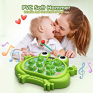 HopeRock Toys for 2 3 4 5 Year Old Boy,Toddler Toys Age 2-4, Whack A Frog Game,with 5 Modes,45 Levels,9 Music Spray and Light-up, Baby Toy Gifts for Early Learning, Birthday Gift for Toddler Boy Toys