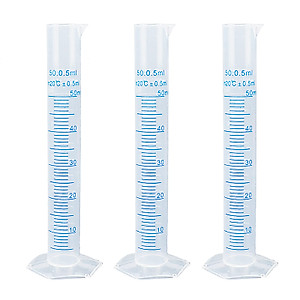 Antrader Measuring Cylinder, 3-Pack Transparent Graduated Test Tube Plastic Lab Cylinder Flask with 2-Sided Marking, 50ml