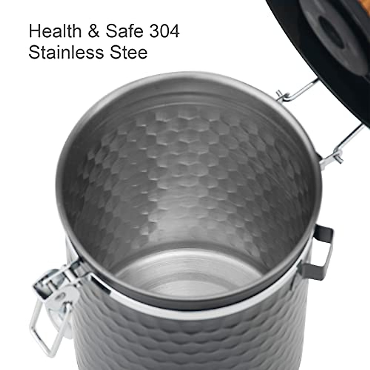 TEDSWAIT Coffee Canisters Airtight Coffee Bean Storage Container Kitchen Stainless Steel Food Storage Container with Scoop Date Tracker & CO2 Valve 61Fl Oz (Diamond Black)