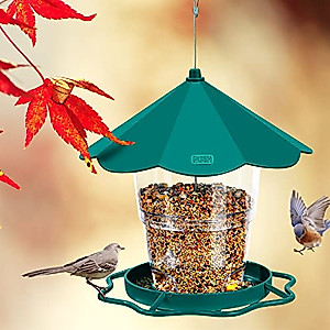Hanizi Wild Bird Feeders for Outside, Hanging Bird Feeder Squirrel Proof, Outdoor Birds Feeders Wild Bird Seed, Garden Yard Decoration (Green)