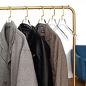 Besser Acrylic Clear Hangers 15 Pack Gold Acrylic Hangers Premium Quality Crystal Clear Hangers with Gold Hooks Luxury Dress Suit Hangers（Flat Hook）
