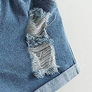 Baby Toddler Girls Summer Shorts Sets for 2-7 Years Old Kids Embroidery T-Shirt and Denim Shorts Outfits Clothes (6-7 Years Old, White)