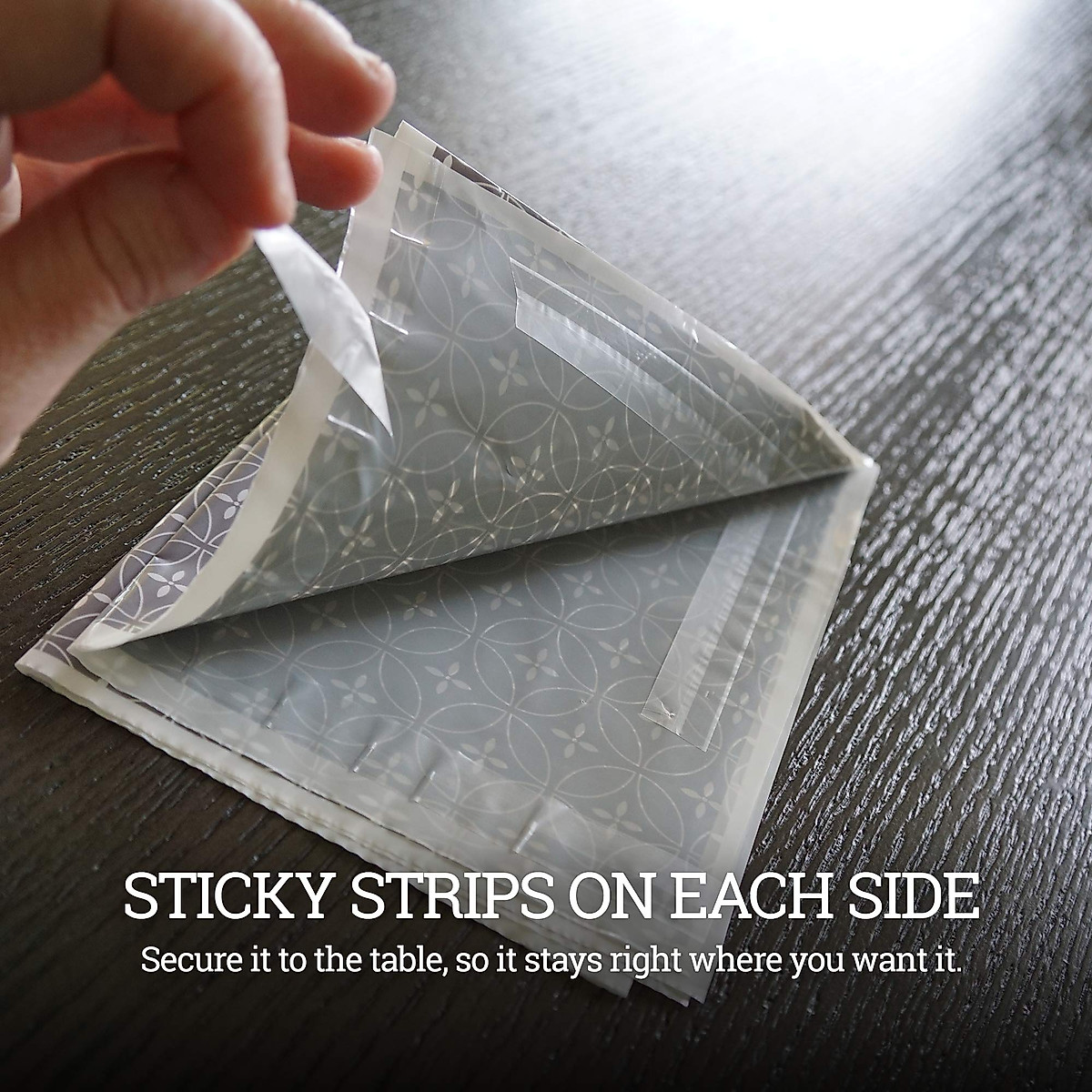 Gray and White Disposable Placemats for Baby, Toddlers, Children and Adults - Sticky Toppers for Tables - Restaurant, Travel, Airplane Tray Covers, Schools - 40 Pack