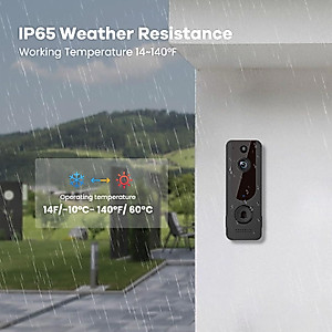 BITEPASS Smart Video Doorbell Camera Wireless with Ring Chime, AI Human Detection, 2-Way Audio, HD Live View, Night Vision, Cloud Storage, Battery Powered, 2.4G WiFi Only