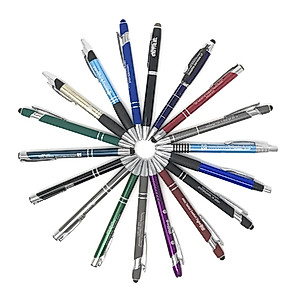 5 lb. Box of Assorted Misprint Metal Retractable Ball Point – Bulk Misprinted Pens, Stylus Tip, Comfort Grips, Wholesale Office Home School Black Blue Ink – Approximately 120 Pens per Box