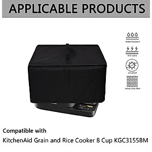 CouldyCasi Rice Cooker Cover, Heavy Duty Heat Resistant Waterproof Nylon Material, Rice Cooker Dust Protective Cover Case for KitchenAid Grain and Rice Cooker 8 Cup KGC3155BM