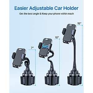 andobil Upgraded Cup Holder Phone Mount [Super Stable & Military Sturdy] Adjustable Gooseneck 15 in Cup Cell Phone Holder for Truck Fit for iPhone 15 14 13 12 Pro Max Plus Samsung S23 S22 All Phones