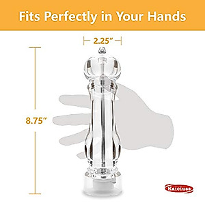 Kaiciuss Salt Pepper Grinder Mill Arcylic,the Best Peppercorn Grinder with Adjustable Mill-Clear
