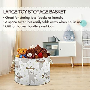 Kigai Sloth Cotton Rope Basket Large Round Baby Laundry Basket Toy Blanket Books Storage Bin for Bedroom Bathroom Nursery Home Decor