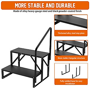 Fruyyzl 2 Step RV Steps, Update 3.0 Hot Tub Steps with Anti-Slip Pedals and Handrail, Swimming Pool Ladder Above Ground, Portable Step Stool Ladder (2STEP 1PCS) (B2-RVEL)