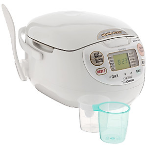 Zojirushi CD-LFC30 Panorama Window Micom Water Boiler and Warmer, 101 oz/3.0 L, White & NS-ZCC10 Neuro Fuzzy Rice Cooker, 5.5-Cup, White